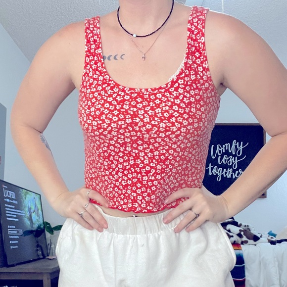 PacSun | Tops | Red Floral Tank | Poshmark